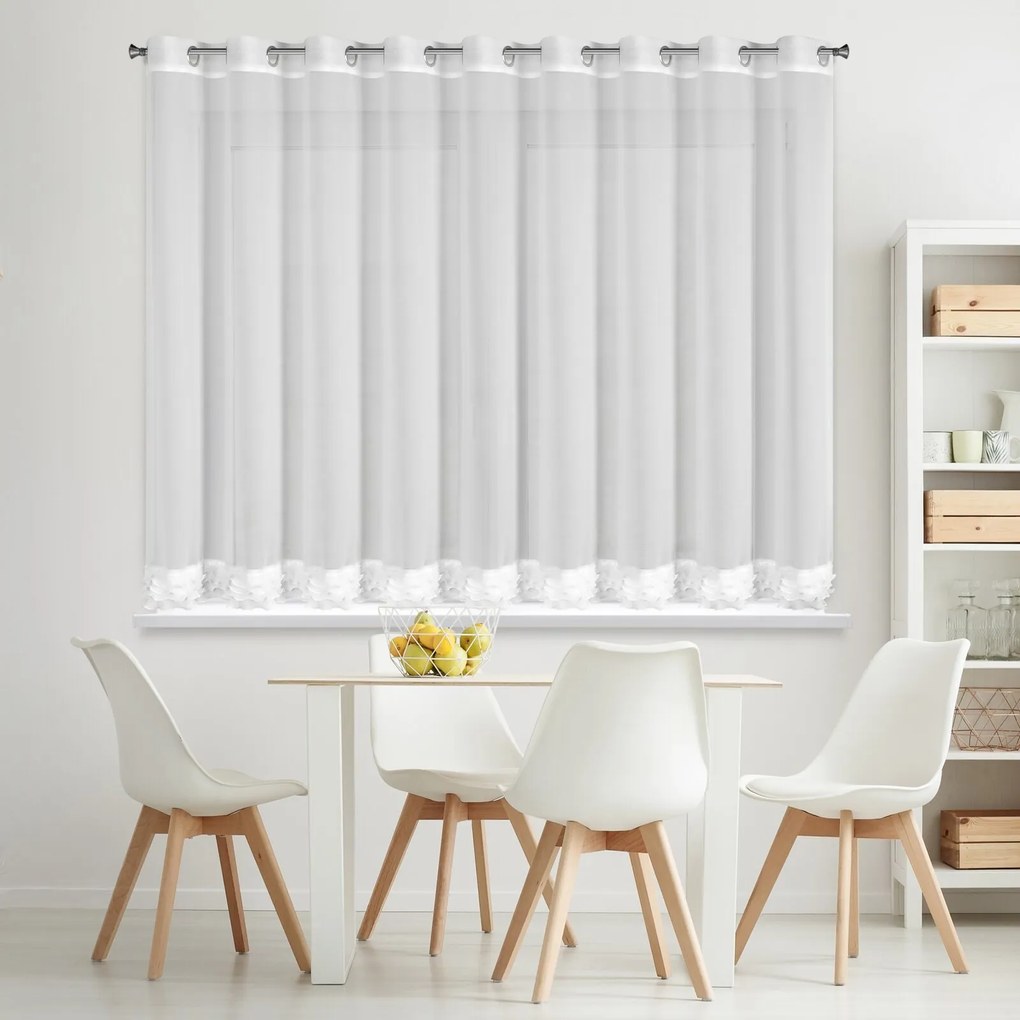 ZÁCLONA NA KROUŽCÍCH LUISA 400X160 CM BÍLÁ