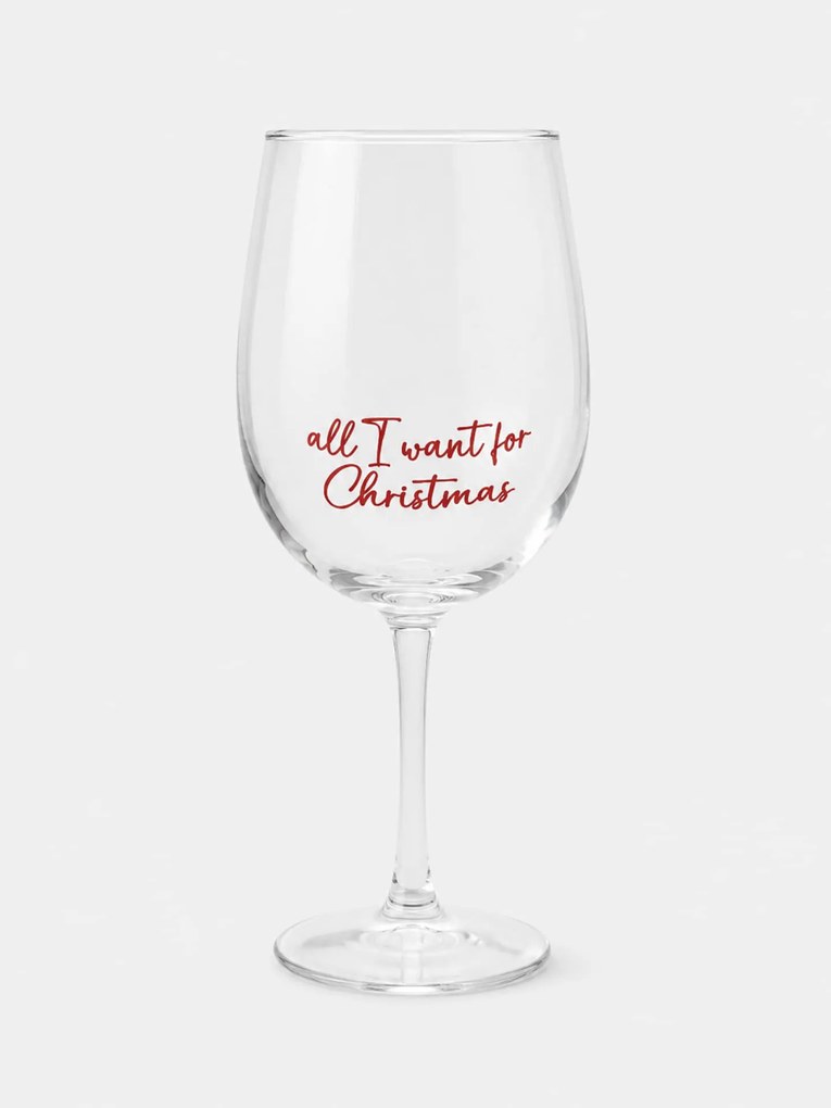 Sinsay - Vánoční sklenice s nápisem all I want for Christmas - clear