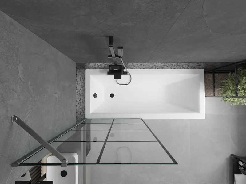 Mexen Next, 1-křídlová vanová zástěna 80 x 150 cm, 6mm čiré sklo - černý vzor, broušený grafit, 895-080-000-00-77-66