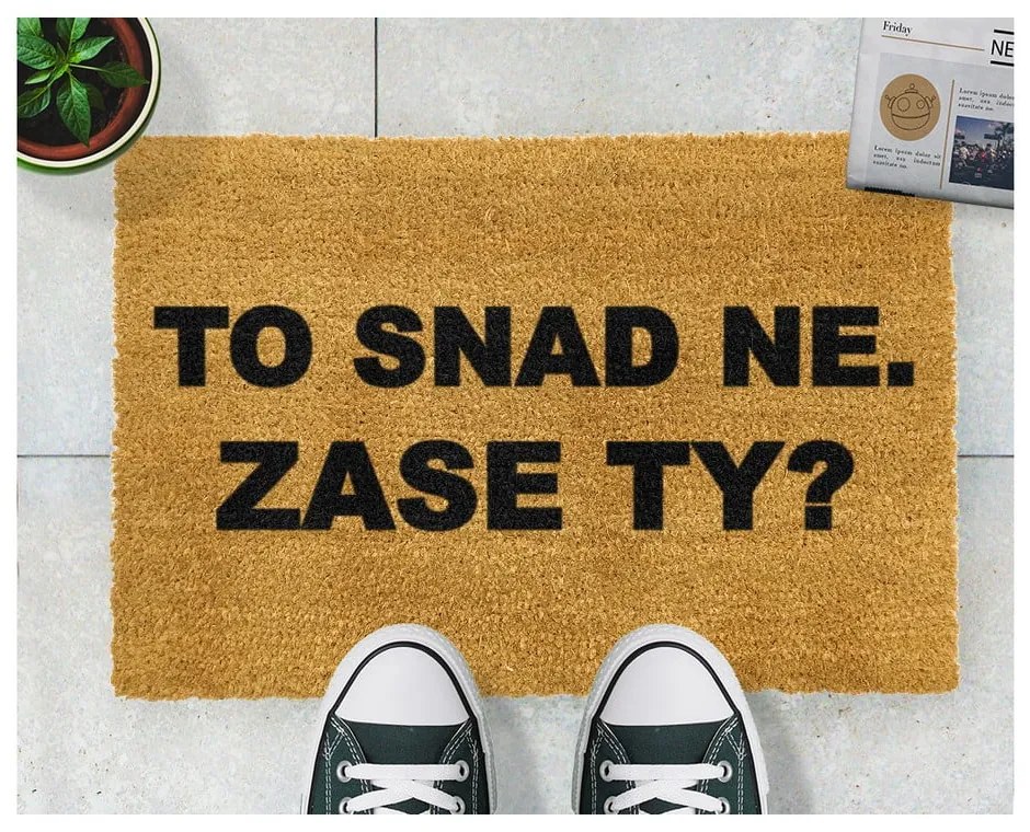 Rohožka z přírodního kokosového vlákna Artsy Doormats Zase ty?, 40 x 60 cm