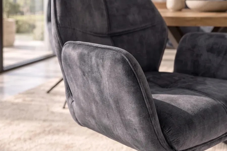 Designová otočná židle Kody tmavě šedý samet