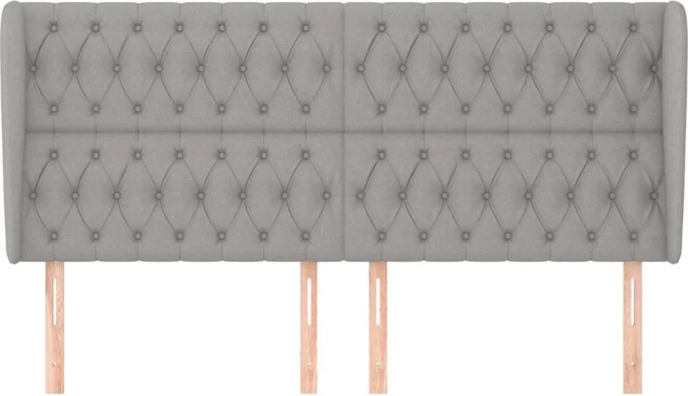 Čelo postele typu ušák světle šedé 203x23x118/128 cm textil 3118314