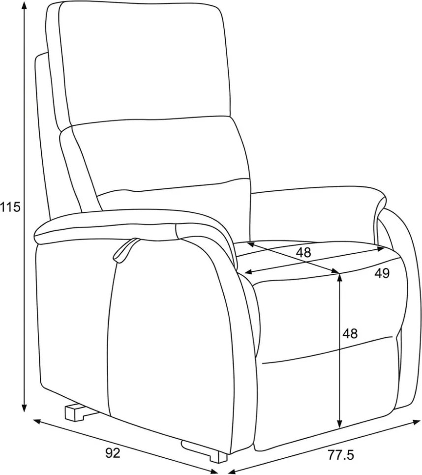 TV křeslo OLIVER s elektrickým polohováním — 4 motory, látka, černá, nosnost 150 kg