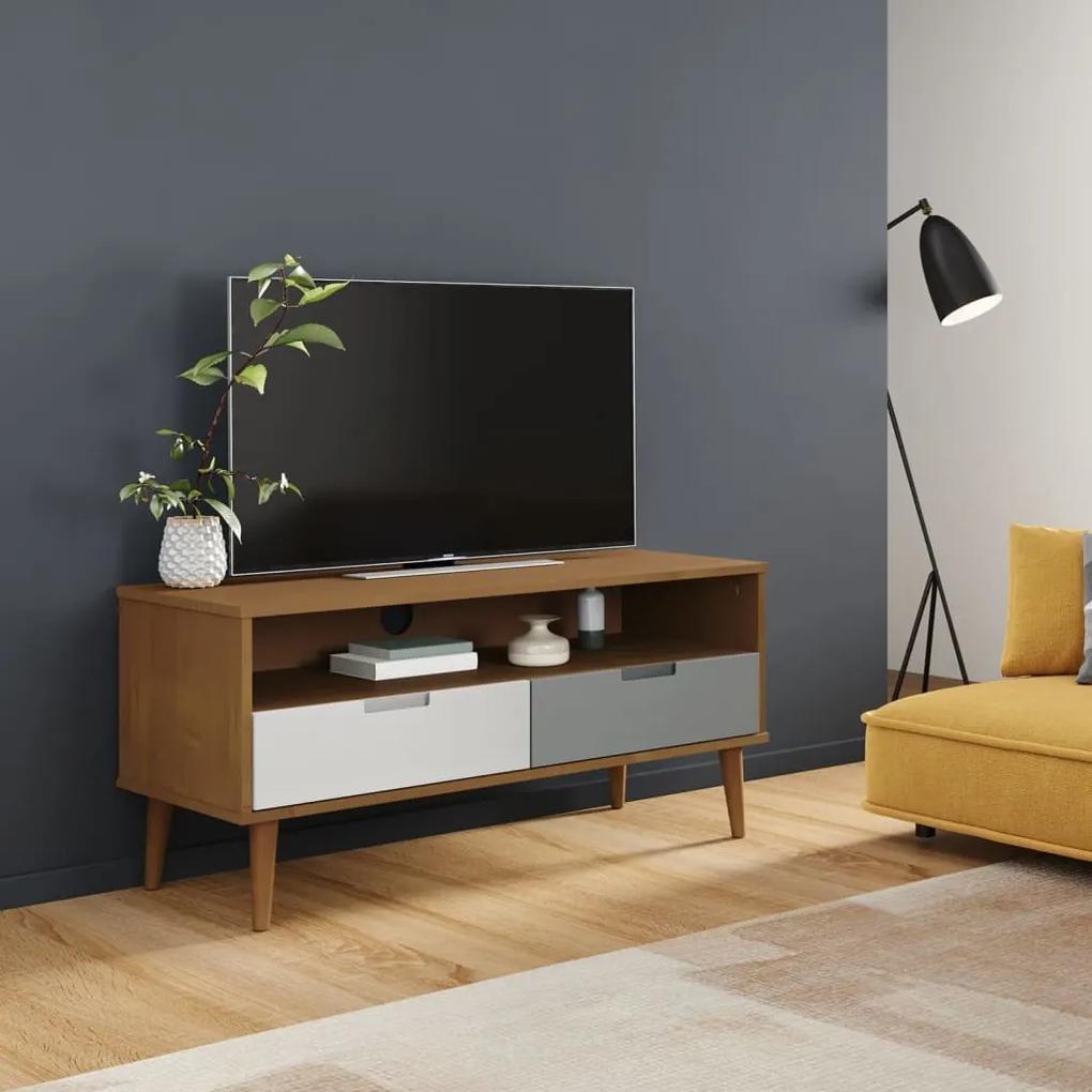 vidaXL TV stolek MOLDE 106 x 40 x 49 cm masivní borové dřevo [350532] Barva: Šedá