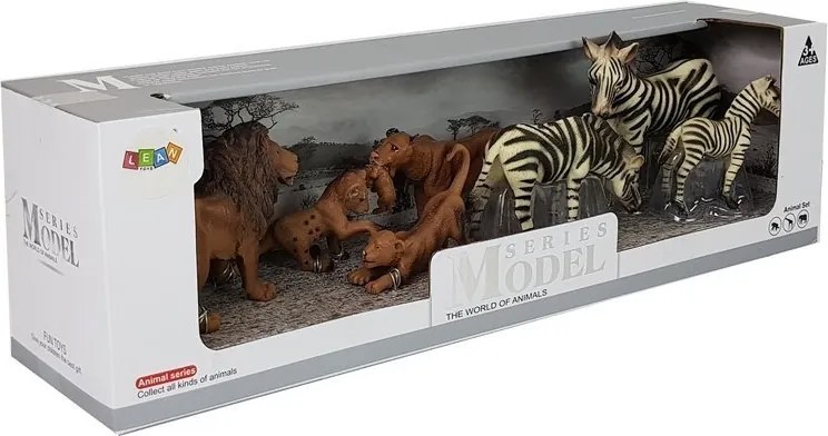 LEAN Toys Sada figurek Afrika – Divoká zvířata – Rodina lvů – Zebry