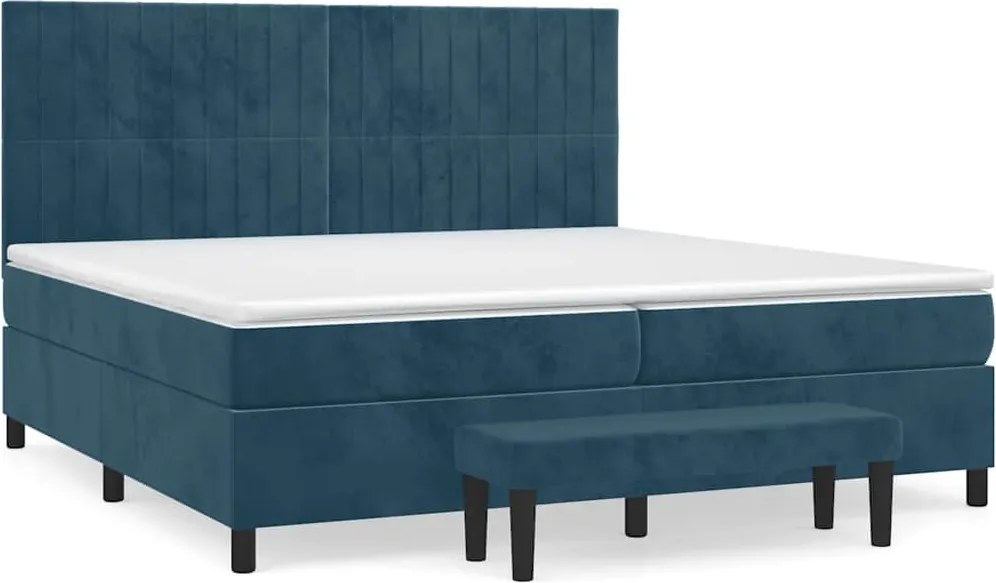 Box spring postel s matrací tmavě modrá 200x200 cm samet 3137987