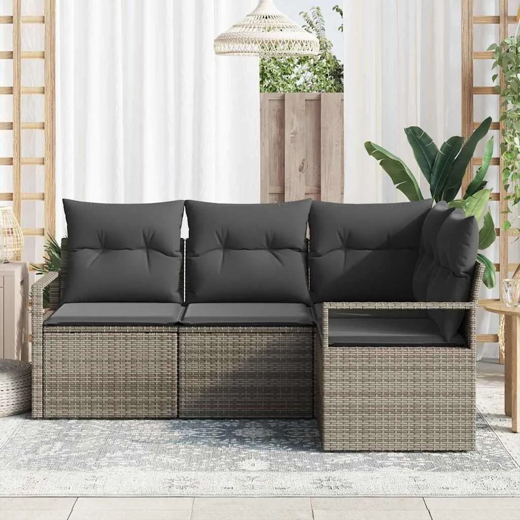 Set pohovek 4 ks Šedá polyratan 3355028