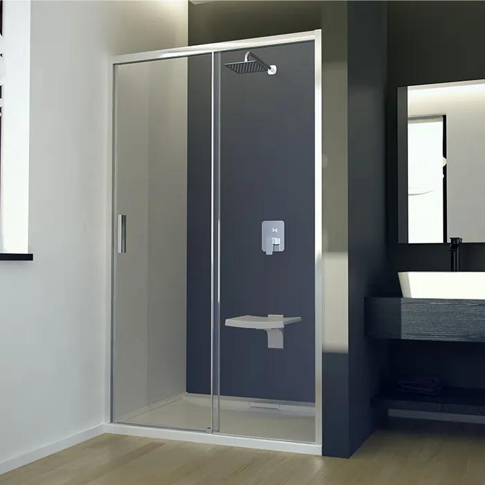 Besco Posuvné sprchové dveře ACTIS 100x195 (120x195) pro instalaci do niky Rozměry (cm): šířka: 120, Barva profilů a typ výplně: profily: chrom, výplň: transparent