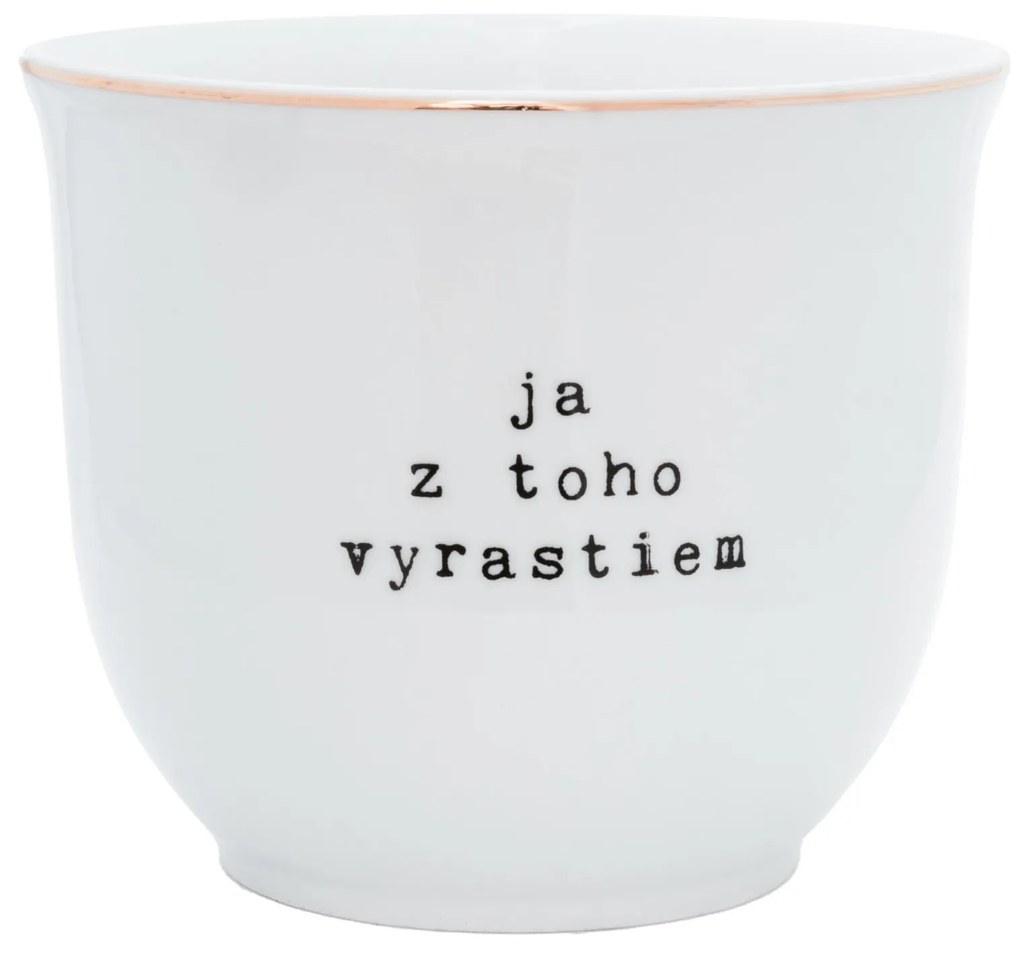 Bella Rose Porcelánový obal na květináč Ja z toho vyrastiem 10 cm - SK, bílá barva, zlatá barva, porcelán