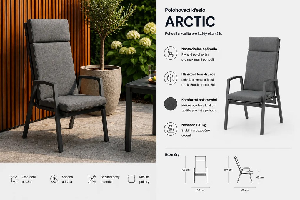 Doppler ARCTIC polohovací zahradní křeslo