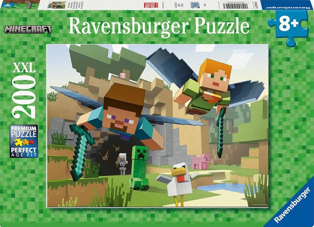 RAVENSBURGER Puzzle XXL Minecraft Dobrodružství 200 dílků 49x36cm 2412004144