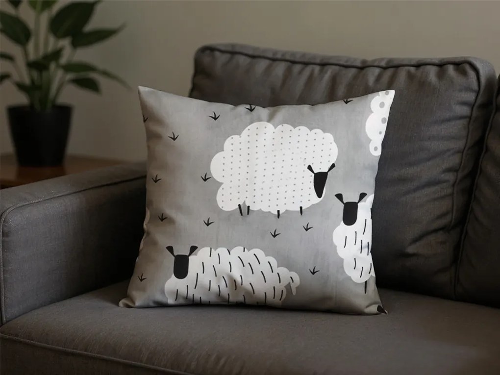 Polybavlněný povlak na polštář SHEEP POLY 45x45 cm, šedý