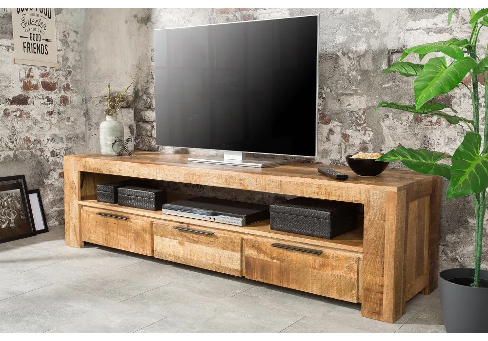 Massive home | TV stolek z mangového dřeva Iron craft 170 cm