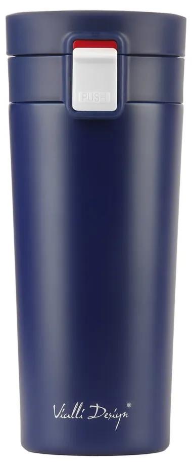 Tmavě modrý cestovní termohrnek Vialli Design Fuori, 400 ml