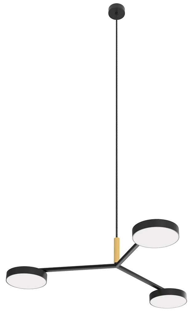 Robin 05795 závěsné LED svítidlo Rafaela trio, matně černé, zlaté, 35,4W, 3000K, ø60cm