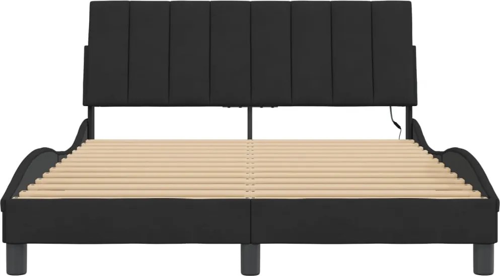 Rám postele s LED osvětlením bez matrace Hanko černý 140 x 190 cm samet 3213777