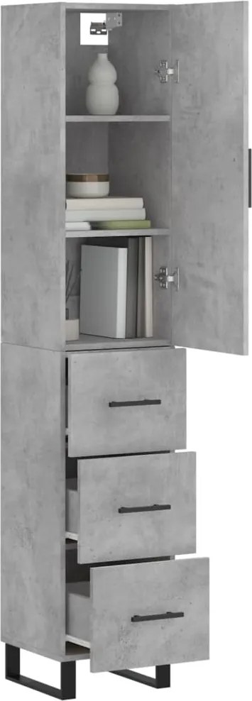 Skříň highboard betonově šedá 34,5x34x180 cm kompozitní dřevo 3198877