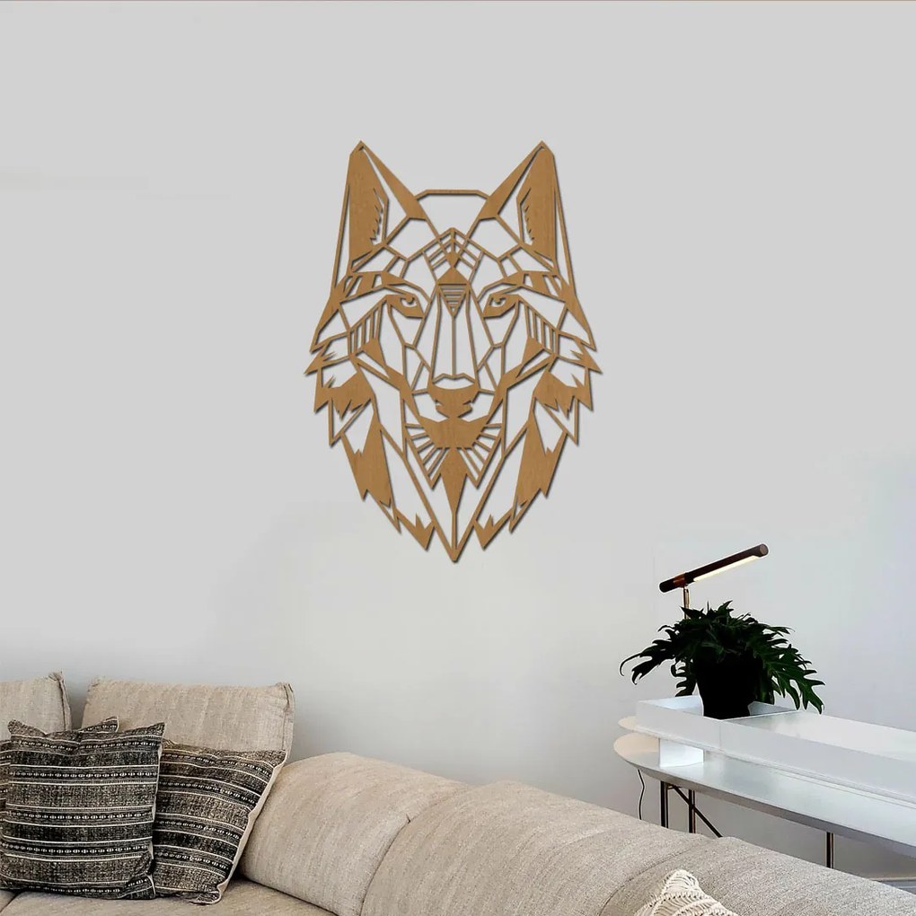 dřevo života Dřevěný obraz vlka GEOMETRY Rozměry (cm): 20x28, Zvolte barvu dekoru: Horský dub