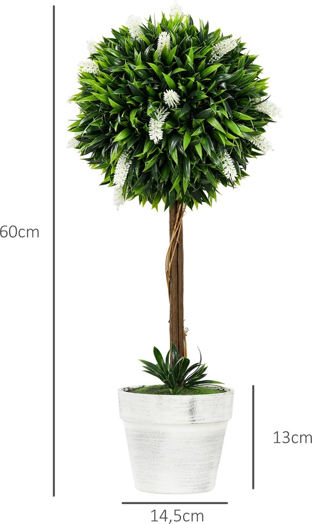 Sada 2 umělých levandulových rostlin HOMCOM, 60 cm velkých, umělé květiny v květináči, plastové květiny jako skutečné pro moderní dekoraci obývacího …
