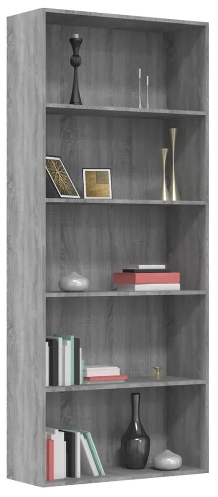 5patrová knihovna šedá sonoma 80 x 30 x 189 cm kompozitní dřevo