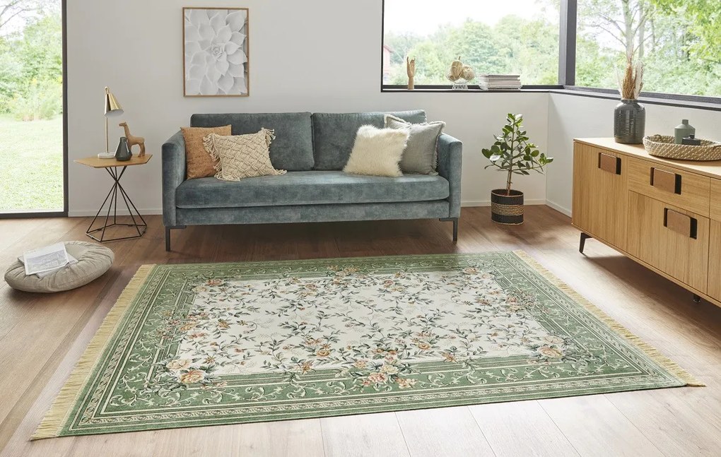 Hanse Home, Kusový koberec Naveh 104369 Green, 195x300, zelená, obývací pokoj