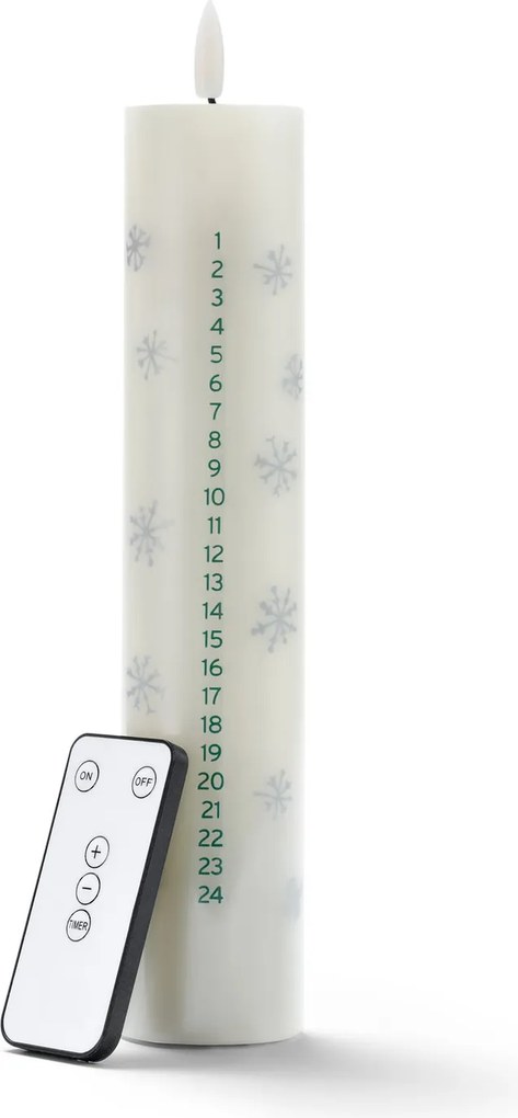 Tchibo - Svíčka s adventním kalendářem s LED - barva: bílá