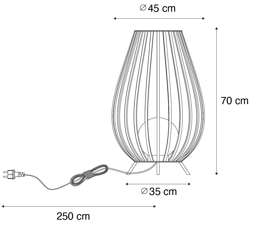 Designová stojací lampa černá s opálem 70 cm - Angela