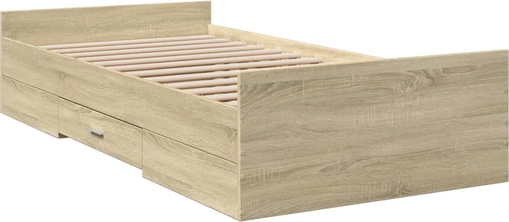 Rám postele se zásuvkami dub sonoma 90x200 cm kompozitní dřevo 3280337