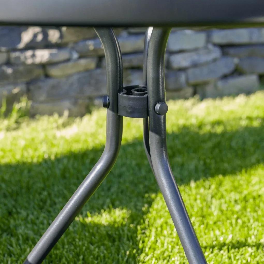 Kondela Zahradní príruční stolek, černá ocel/tvrzené sklo, HABIR