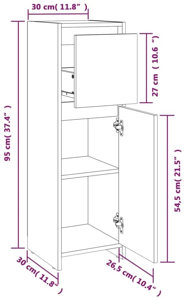Koupelnová skříňka kouřový dub 30 x 30 x 95 cm kompozitní dřevo - Default Title
