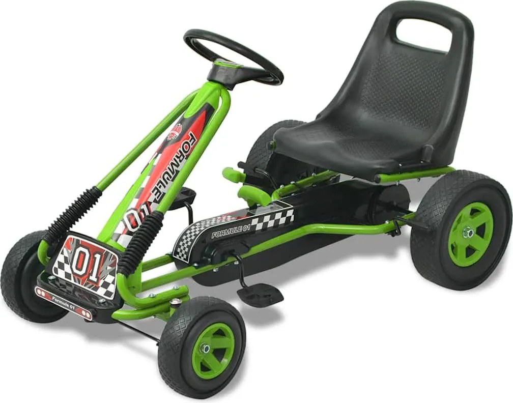 vidaXL Šlapací motokára s nastavitelným sedátkem zelená