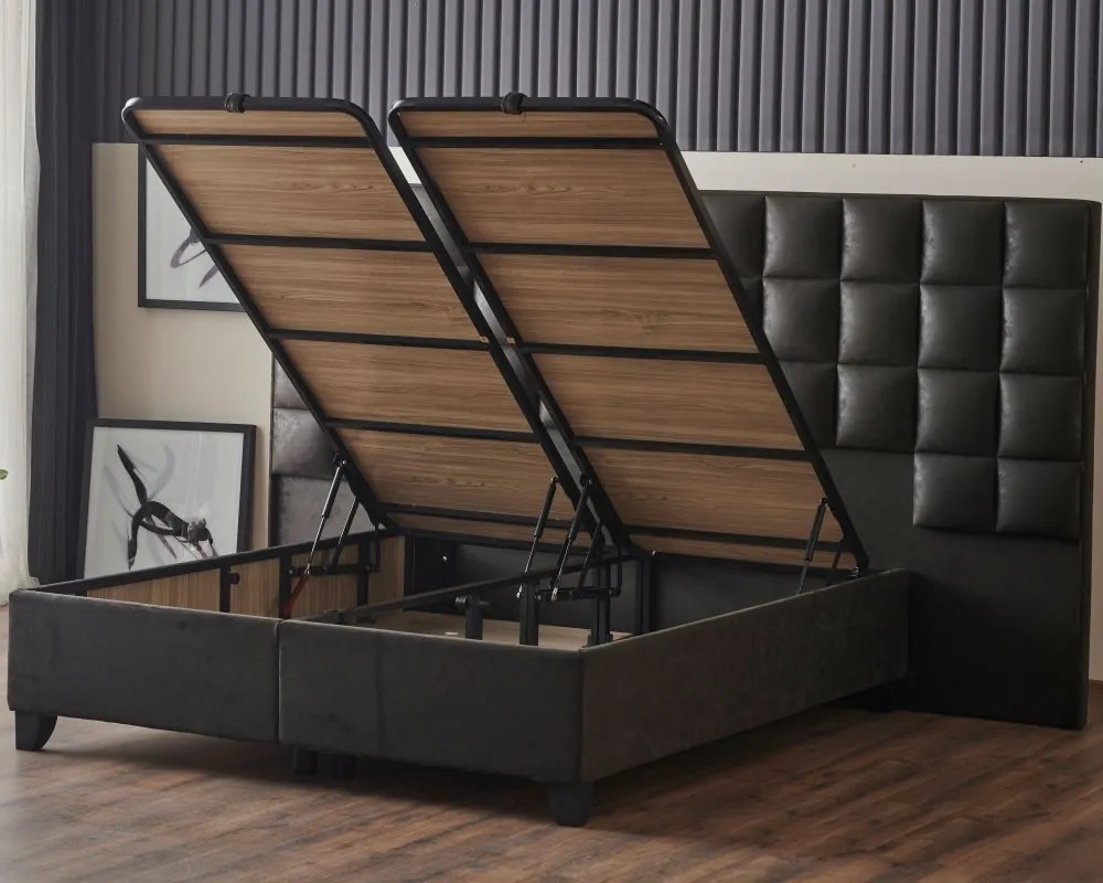 Čalouněná postel ELEGANCE s matrací - šedá 160 × 200 cm