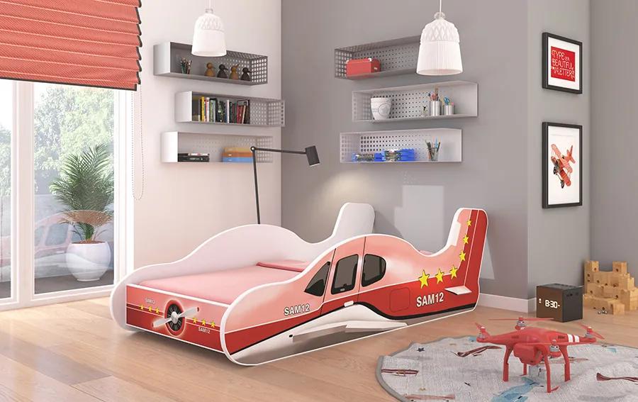 Adk Dětská postel s matrací a roštem 140x70 Plane červená