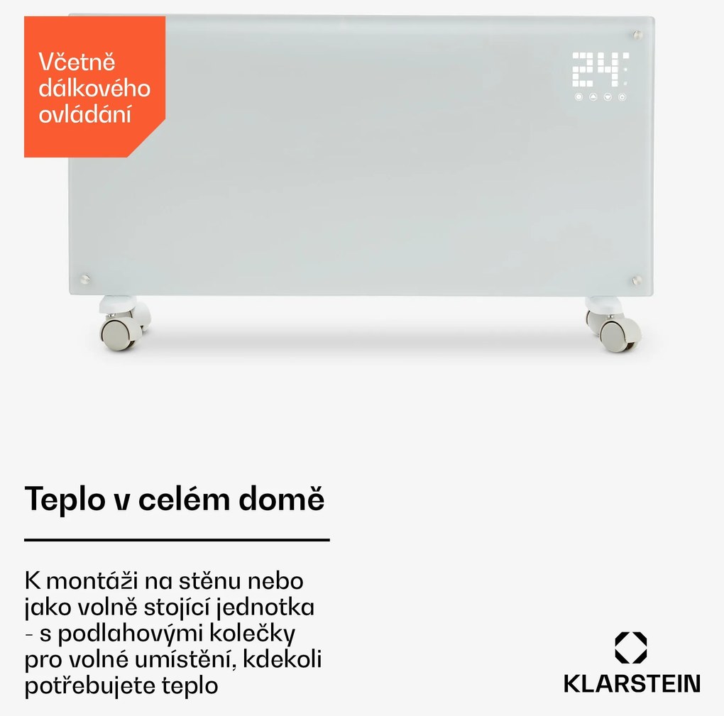 Klarstein Bornholm, konvektor, 2000 W, LED displej, 2 stupně ohřevu, bílý