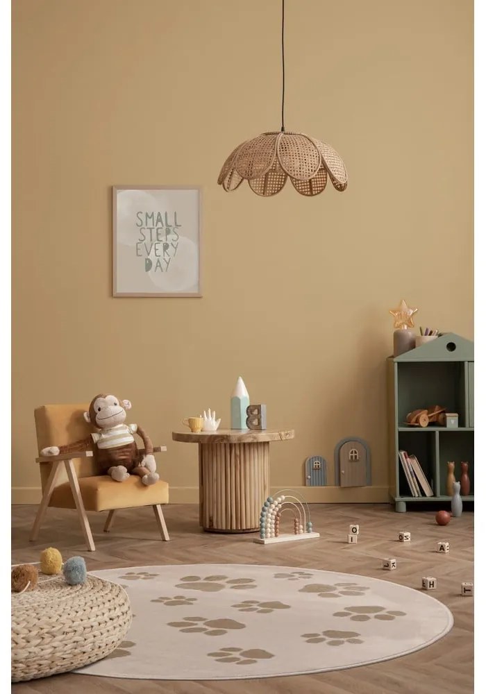 Béžový dětský koberec ø120 cm Paws Light Beige – FD
