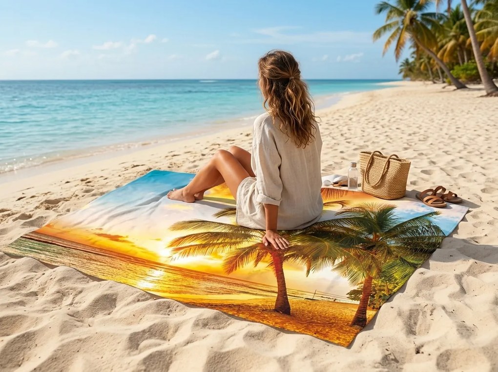 Rychleschnoucí XXL plážová osuška SOLIVANA barevná 150 x 210 cm, 100% mikrovlákno