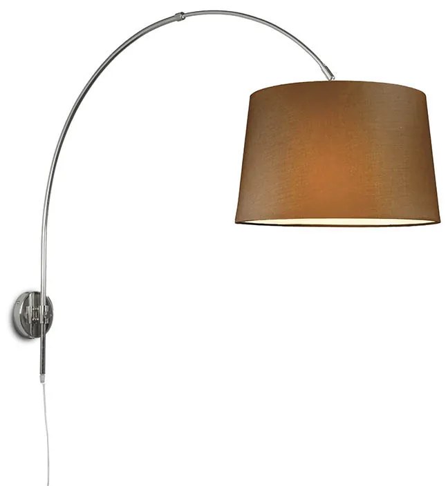 Nástěnná oblouková lampa chrom s odstínem 40cm hnědá