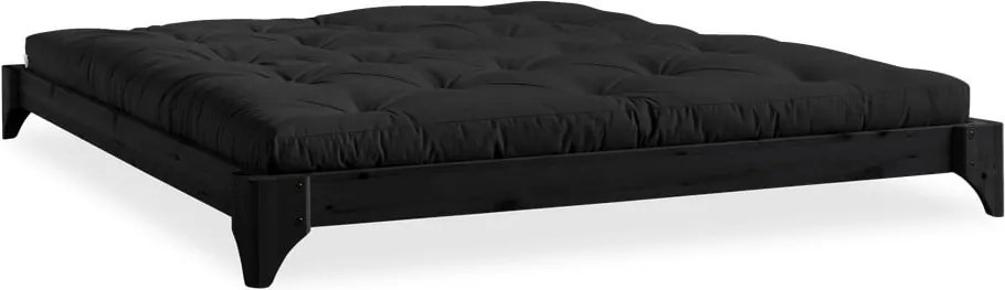 Dvoulůžková postel z borovicového dřeva s matrací Karup Design Elan Double Latex Black/Black, 160 x 200 cm