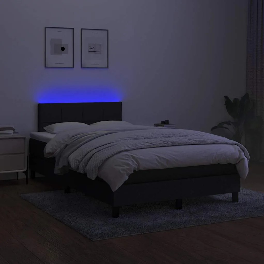 Box spring postel s matrací a LED černá 120x190 cm textil 3270041