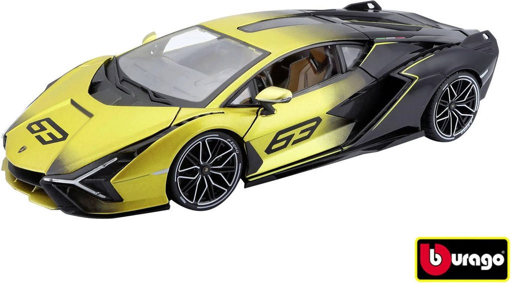 Kovový model bburago 1:18 top lamborghini sian fkp 37 yelow