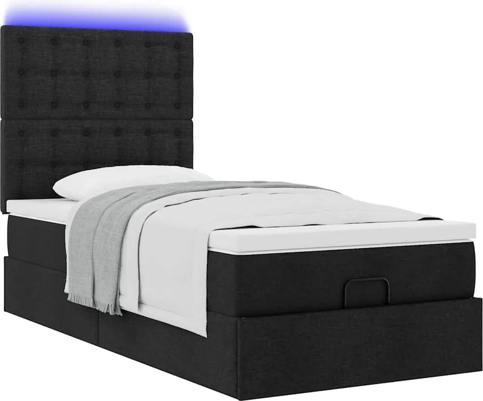 Osmanský rám postele s matrací černá 90x190cm textil 3314136
