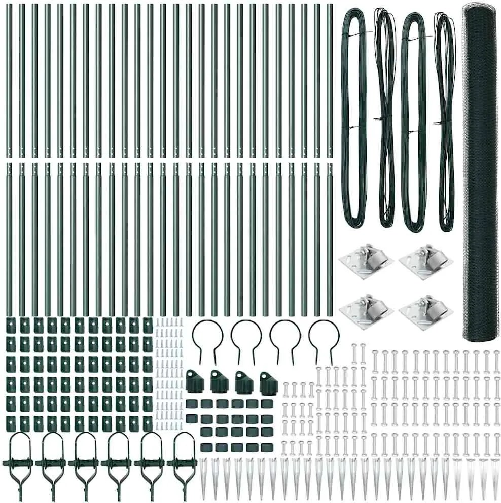 Hexagonální plot s podpěrou 50 x 1,6 m Ocel potažená PVC Zelená 3353146