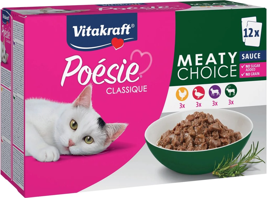 Vitakraft Kapsičky pro kočky Poésie Classique Meaty v omáčce, 12 x 85 g