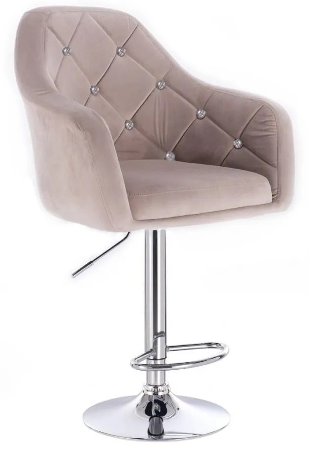 LuxuryForm DESIGN Barová židle ROMA VELUR na stříbrné kulaté podstavě - světle šedá