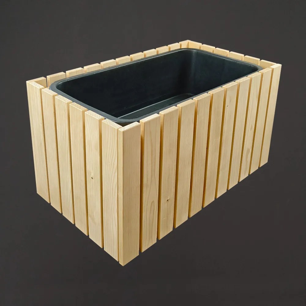 AMADEA Dřevěný designový vyvýšený záhon s nádobou uvnitř, 76x43,6x40cm, 40l nádoba