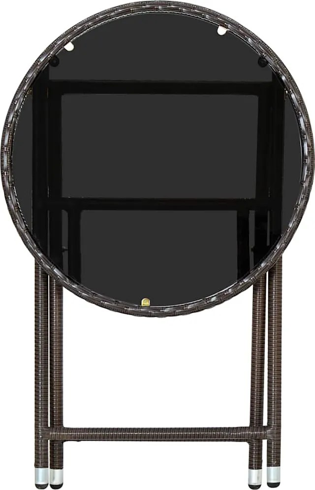 Čajový stolek hnědý 60 cm polyratan a tvrzené sklo 310560