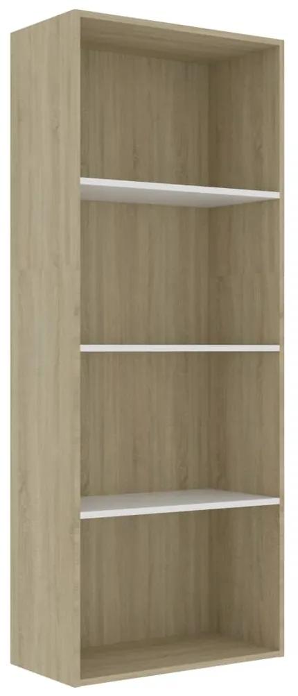 Knihovna 4 police bílá a dub sonoma 60x30x151,5 cm dřevotříska - Default Title