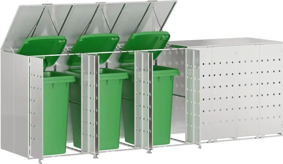 Úložný box na 3 popelnice Nerezová ocel Stříbrná 3394791