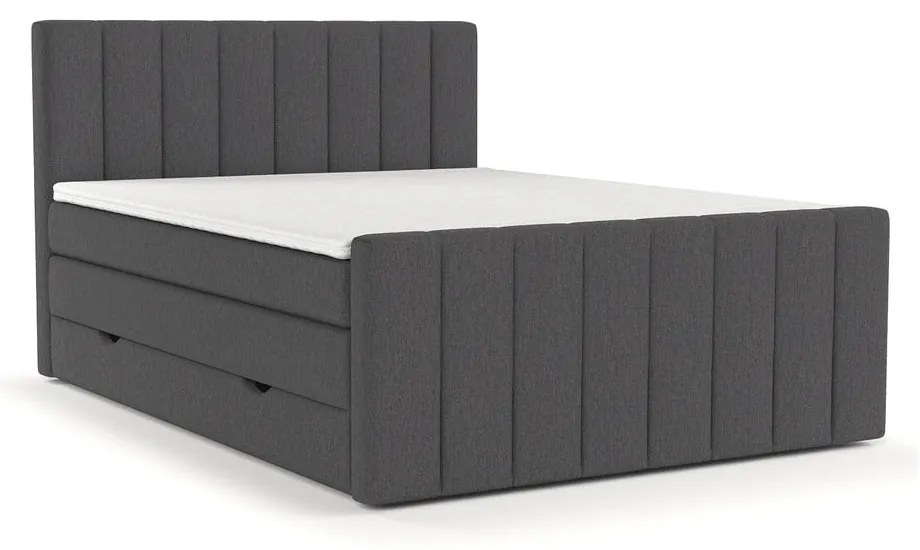 Šedá boxspring postel s úložným prostorem 180x200 cm Ruby – Maison de Rêve