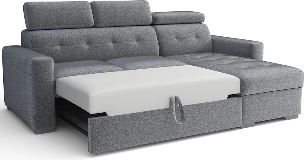 Malá sedací souprava MARIO L | 235x170 cm | rozkládací + úložný prostor | polohovatelné záhlavníky | VÝBĚR TKANIN